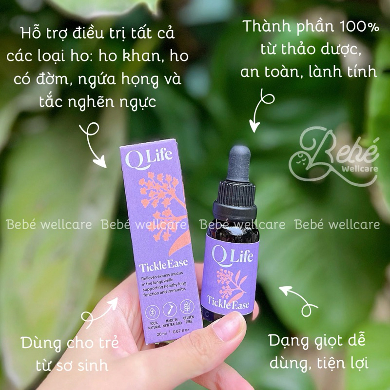 QLife Tickle Ease - Siro ho, dọn đờm thảo dược dạng giọt 20ml/50ml | Shopee Việt Nam