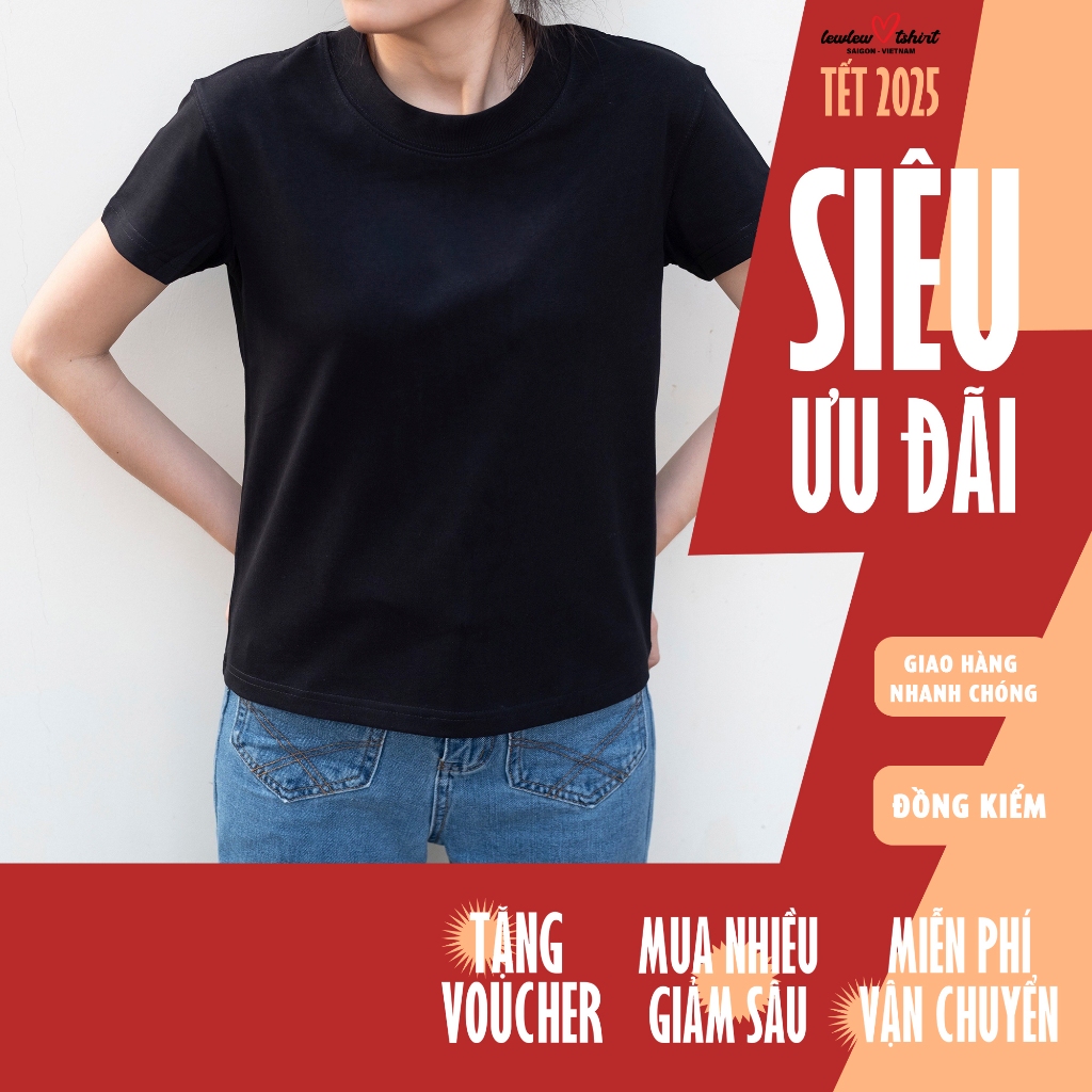 Áo thun nữ baby tee, áo thun trơn cotton BASIC TEE Đen Tshirt - Lew Lew ...