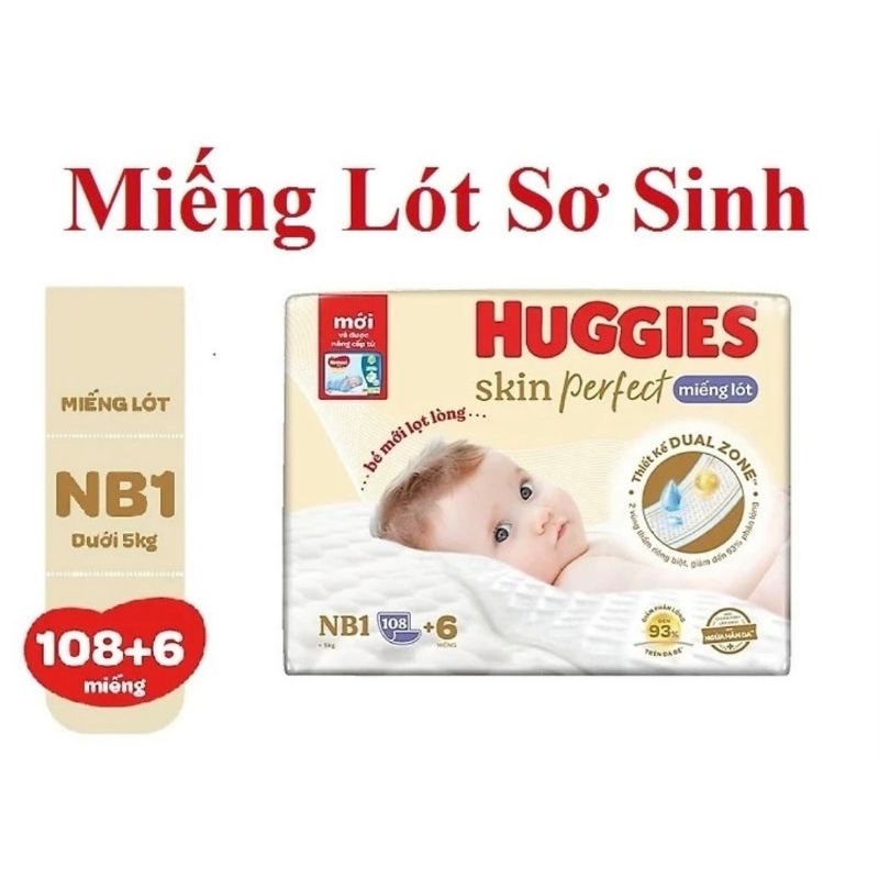 Miếng Lót Sơ Sinh Huggies Skin Perfect NB1 64+4/108+6 miếng dưới 5kg | Shopee Việt Nam
