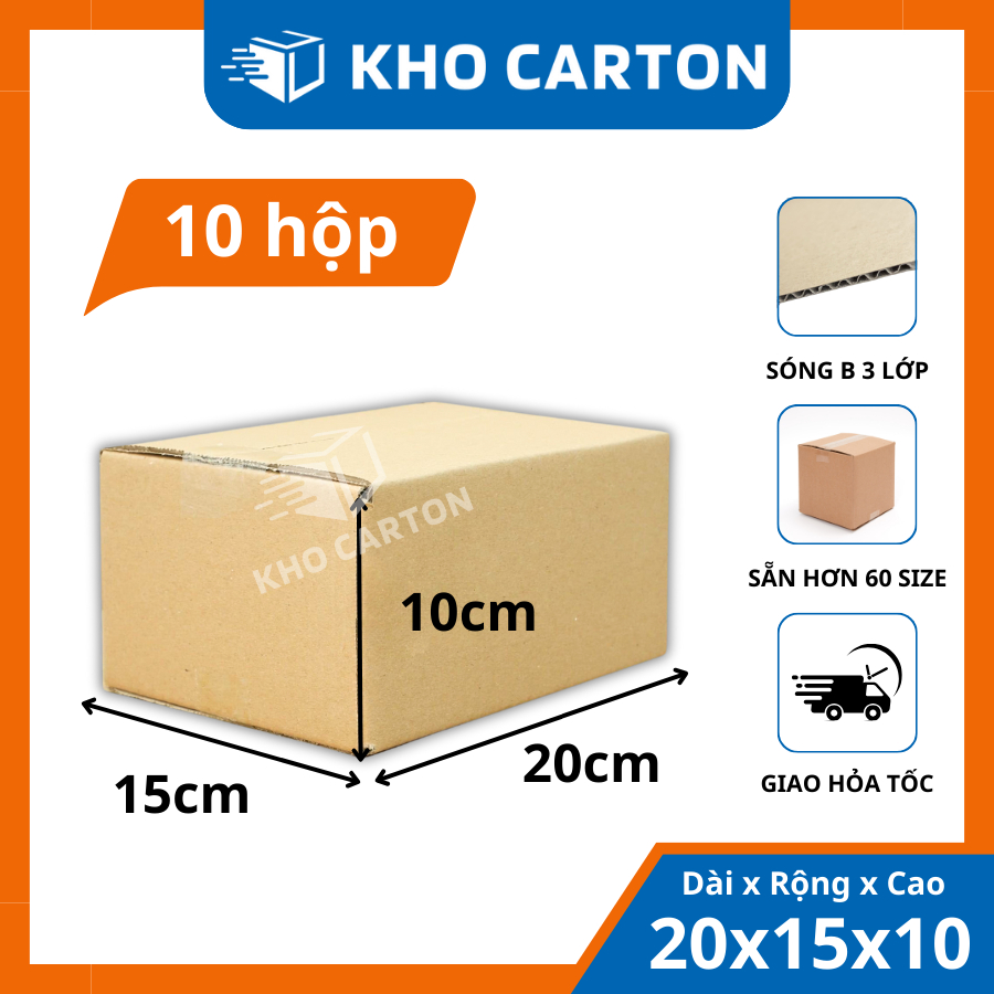 10 hộp carton 20x15x15 - hộp đóng hàng, hộp ship cod 20x15x15 | Shopee ...