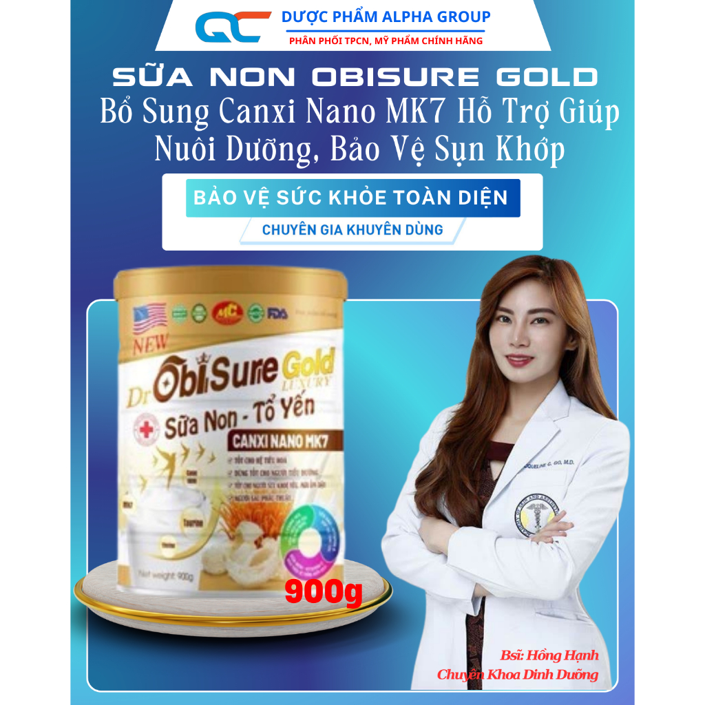 [Hộp 900g] Sữa Hạt Xương Khớp Obisure Gold Sữa Non - Tổ Yến - Canxi ...