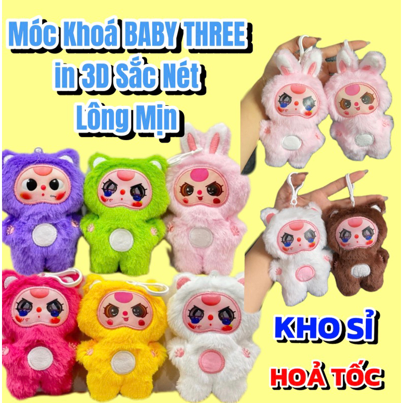 [SẴN KHO]🌸MÓC KHOÁ GẤU BÔNG BABY THREE in 3D Sắc Nét-Mắt Lé & Mắt Dora ...