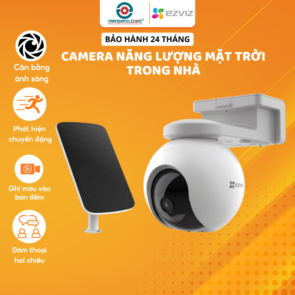 Camera WIFI ngoài trời EZVIZ CB8 3MP 2K năng lương mặt trời, có màu ban ...