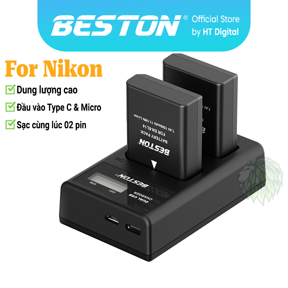 Sạc và pin Beston cho máy ảnh Nikon EL14 EL15, dung lượng cao dùng thay ...