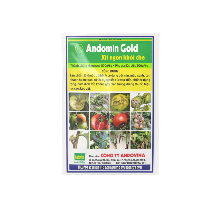 Thuốc trừ bênh cây trồng Andomin Gold 80gr - Phòng trừ THÁN THƯ, SƯƠNG ...