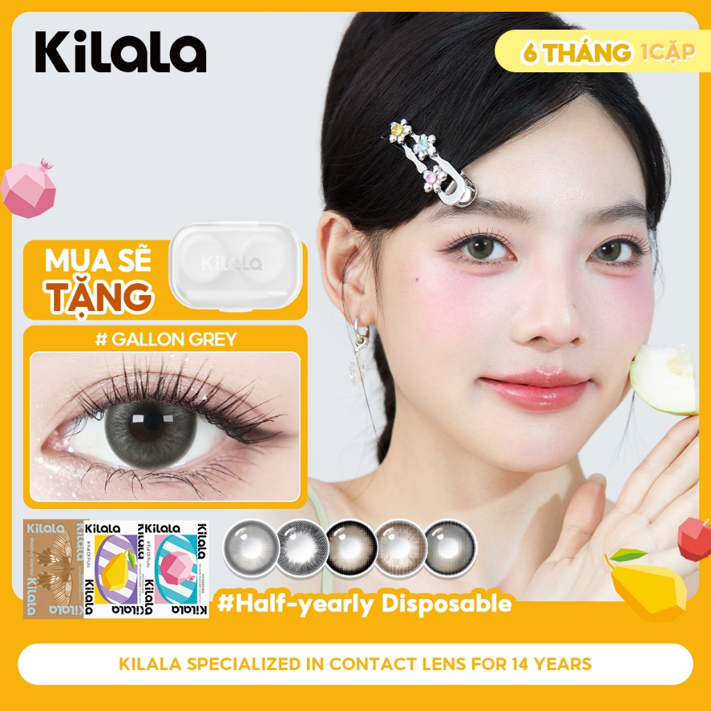 Kính áp tròng Kilala lens cận 6 tháng màu nâu Beads Brown Miss Black ...