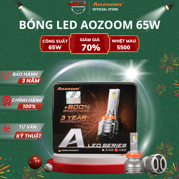 [VF3-VF5] Cặp Bóng Led Aozoom A65 Công Suất 65W Cho Ô Tô Chân H4, H7 ...