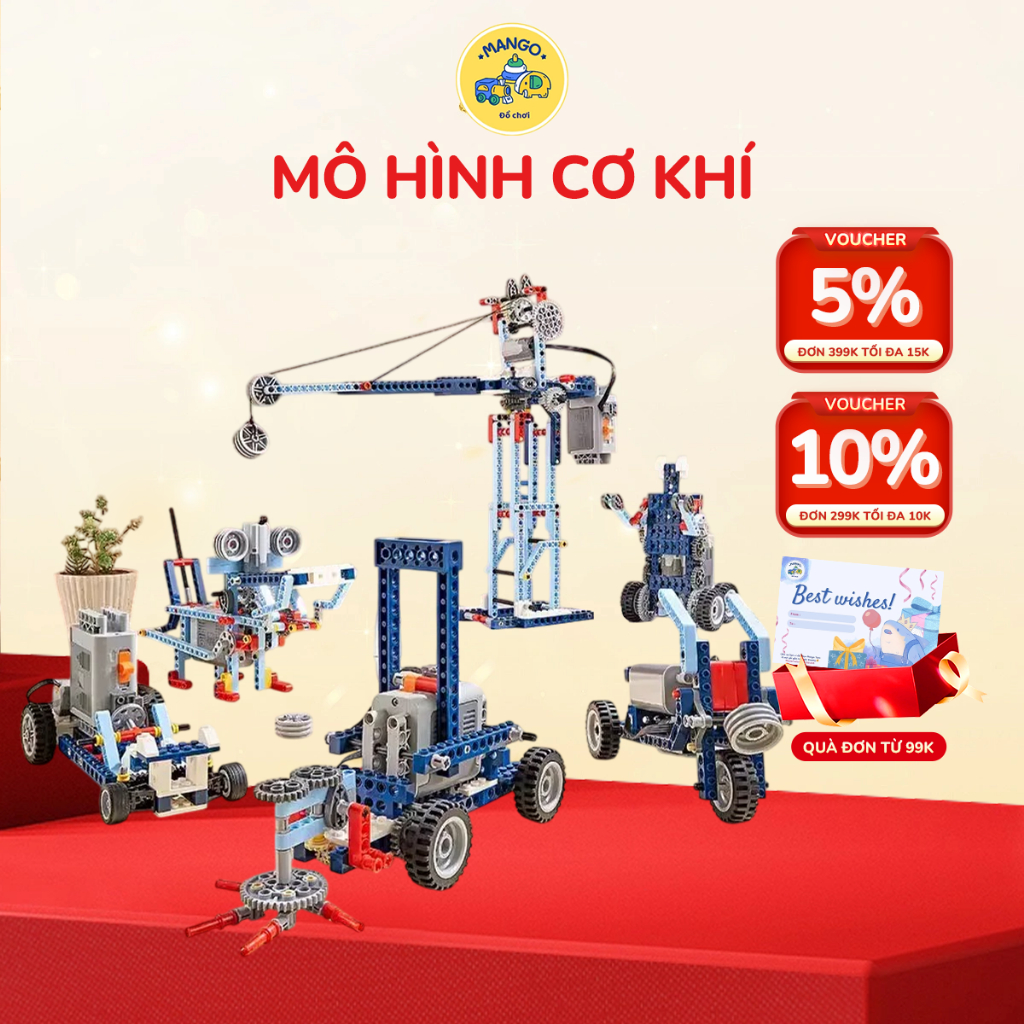 Bộ lắp ghép kĩ sư cơ khí 9686, bộ đồ chơi lắp ráp 548 chi tiết kèm động cơ cho bé tự vận hành mô ...