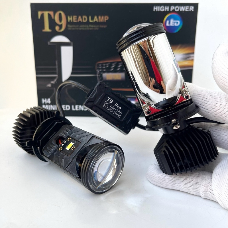 Đèn Pha Led Bi Cầu T9Pro zacro - LED H4 Bản 2025 / đèn led T9 phiên bản nâng cấp Y7 Cho Xe Máy ...