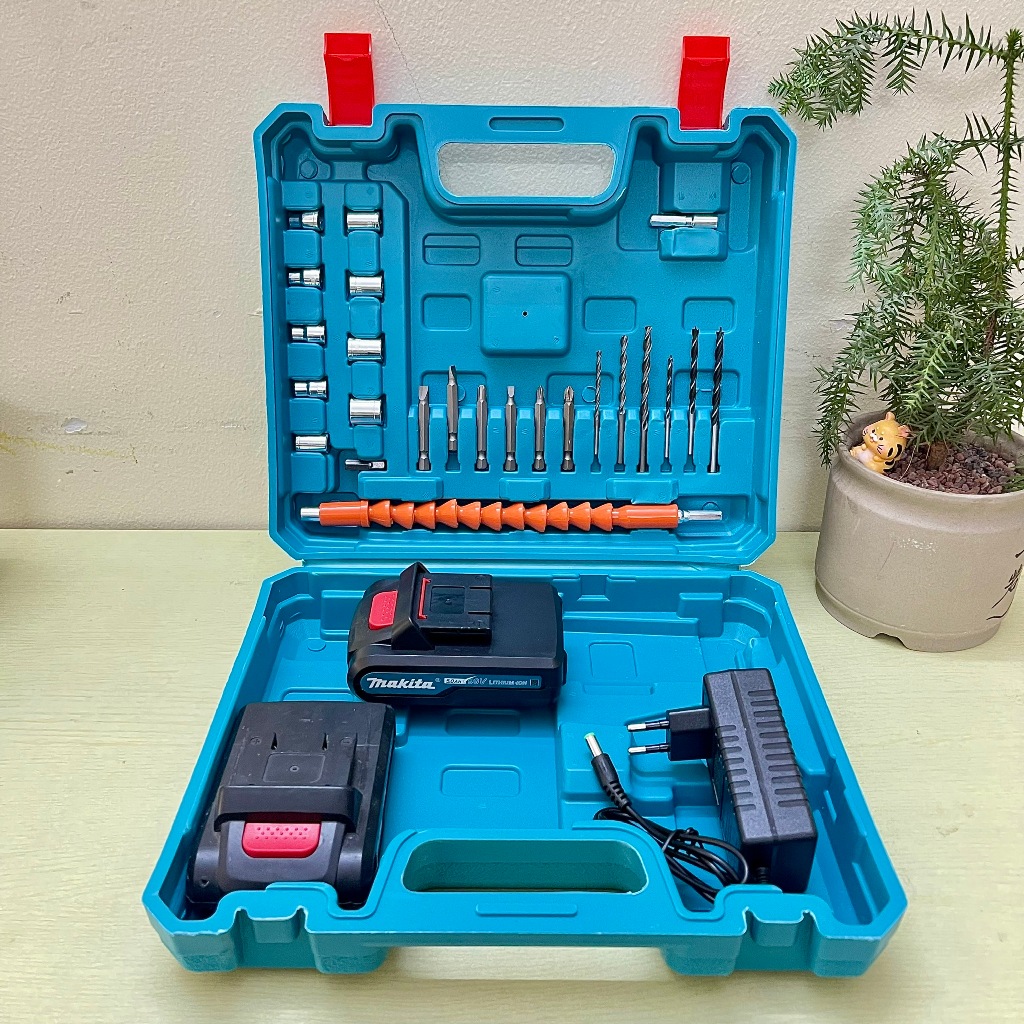 Combo Pin 5 Cell, Sạc Adapter, Hộp Kèm 24 Chi Tiết Máy Khoan Makita ...