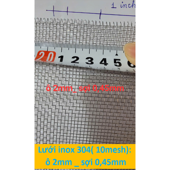 LƯỚI ĐAN INOX 304 (10mesh) : ô 2mm - sợi 0,4mm( hoặc ô 1mm /ô 1,4mm /ô ...