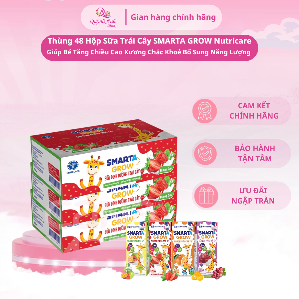 Thùng 48 Hộp Sữa Trái Cây SMARTA GROW Nutricare Giúp Bé Tăng Chiều Cao ...