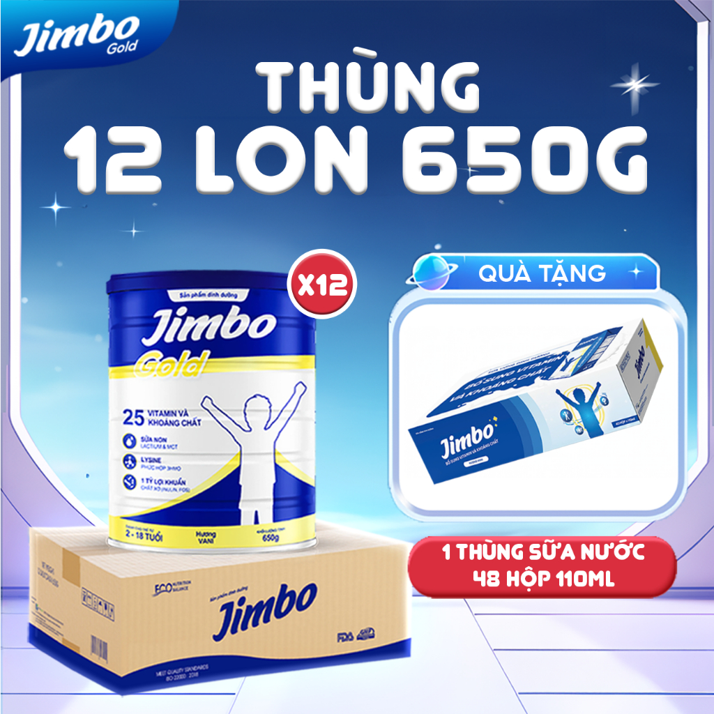 JIMBO GOLD Thùng 12 Lon Thực Phẩm Dinh Dưỡng Giúp Tăng Cân, Tăng Chiều ...
