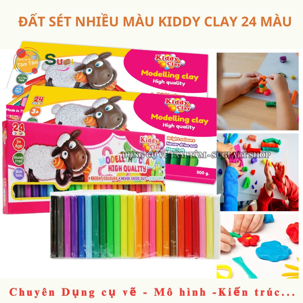 [ Sugi art shop ] Đất nặn Kiddy Clay 24 màu , High Quality 24 colors ...