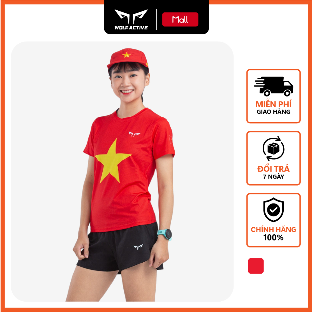 Áo Chạy Bộ Nữ Cờ Đỏ Sao Vàng W01, Chất Vải Active Max Cao Cấp, Mềm Mịn ...