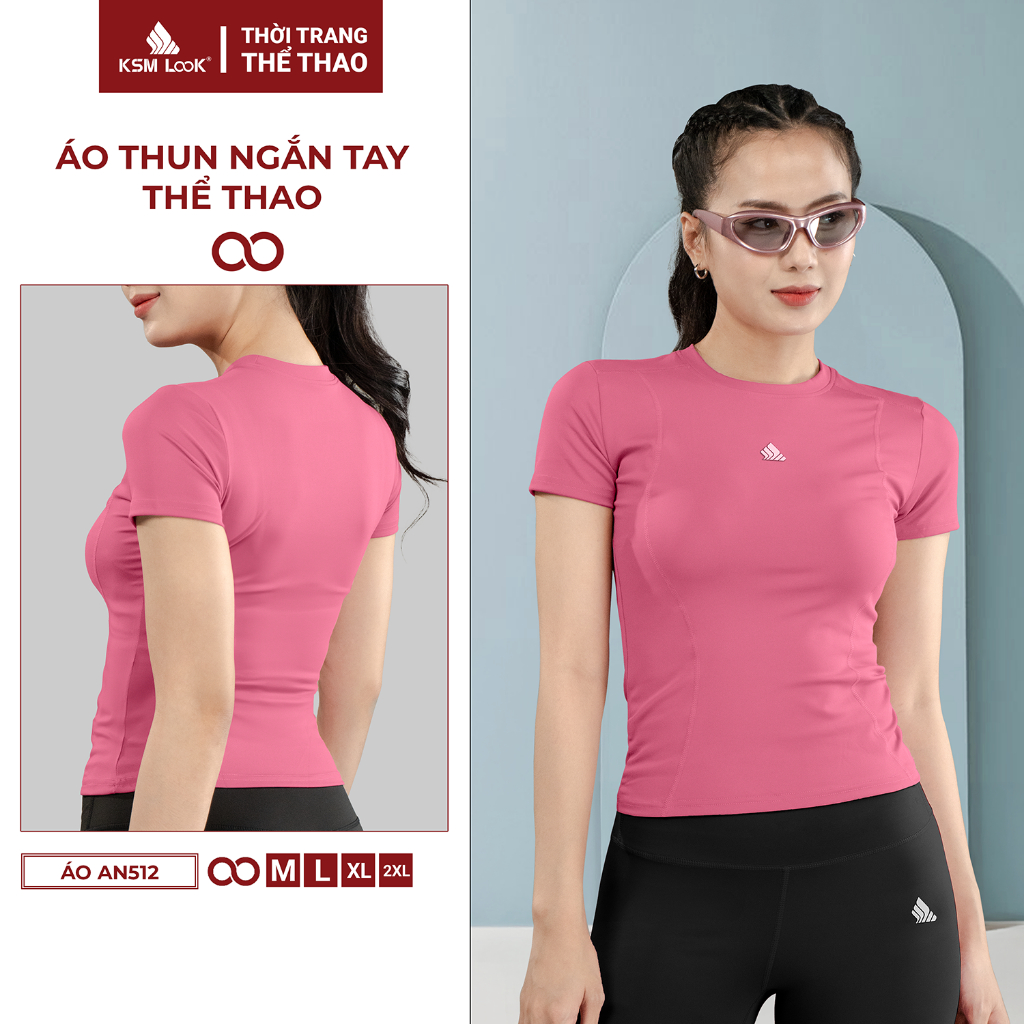 Áo thun tập gym nữ co giãn 4 chiều KSMLOOK, áo thun thể thao nữ thoáng ...