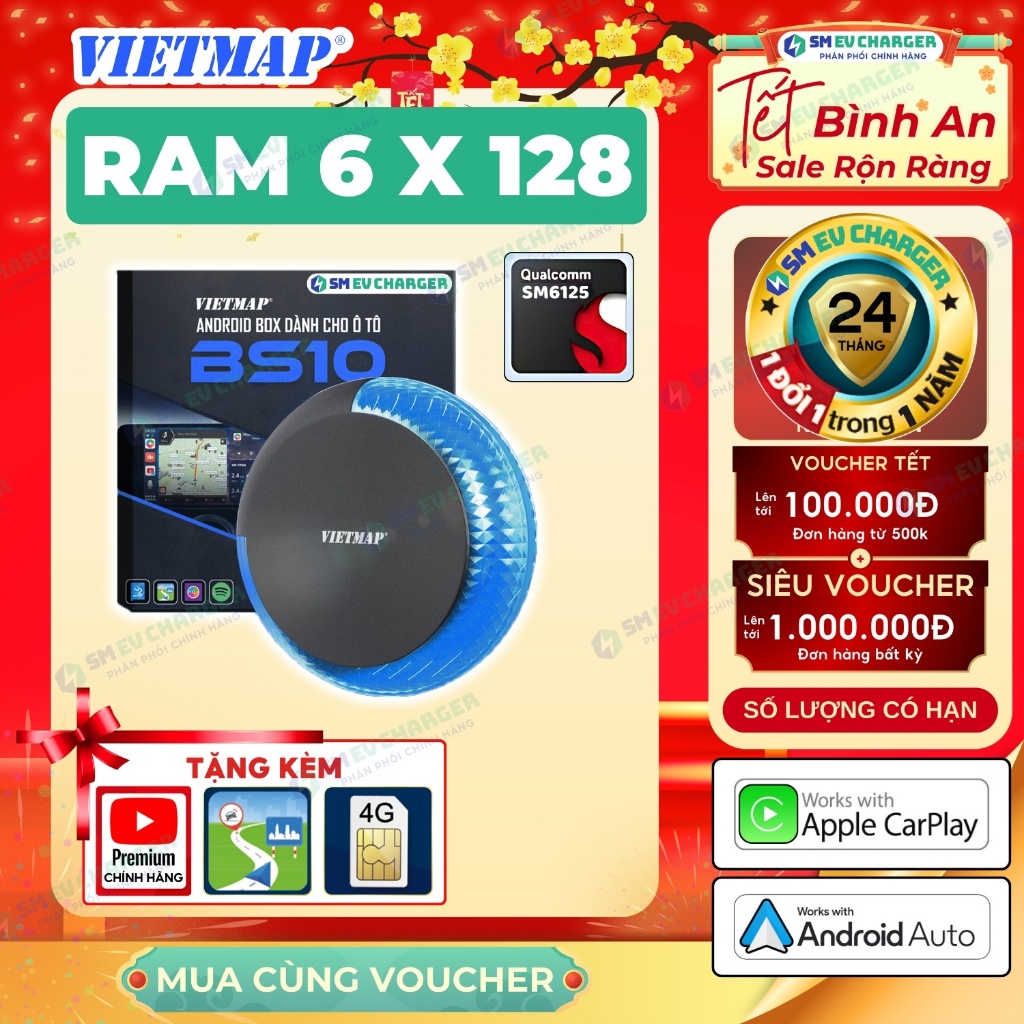 Vietmap BS10 6x128 Tặng SIM 4G Tặng Vietmap Live Yt Premium - Android ...