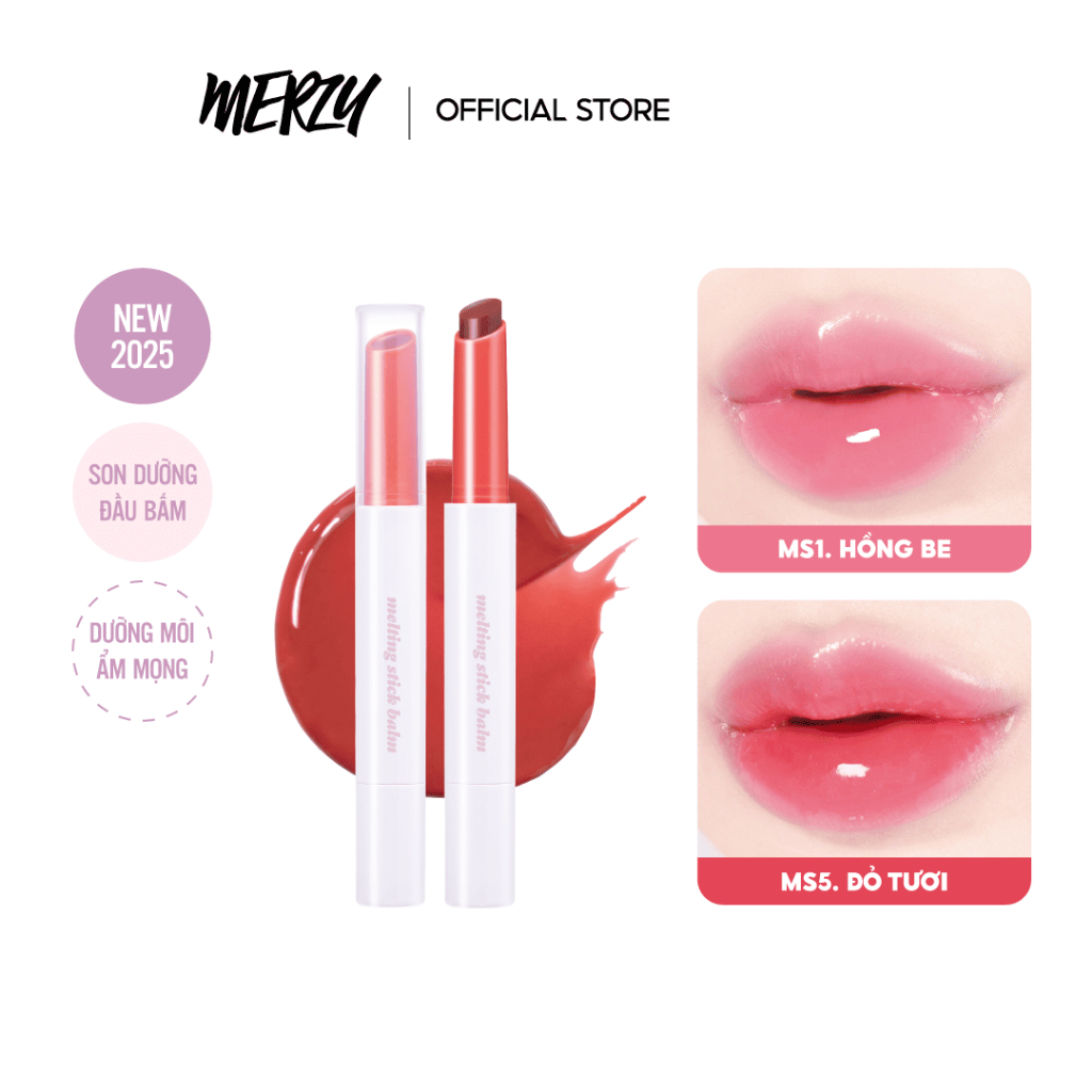 Son Dưỡng Có Màu, Ẩm Mịn, Căng Bóng Môi Merzy More Shine Melting Stick ...