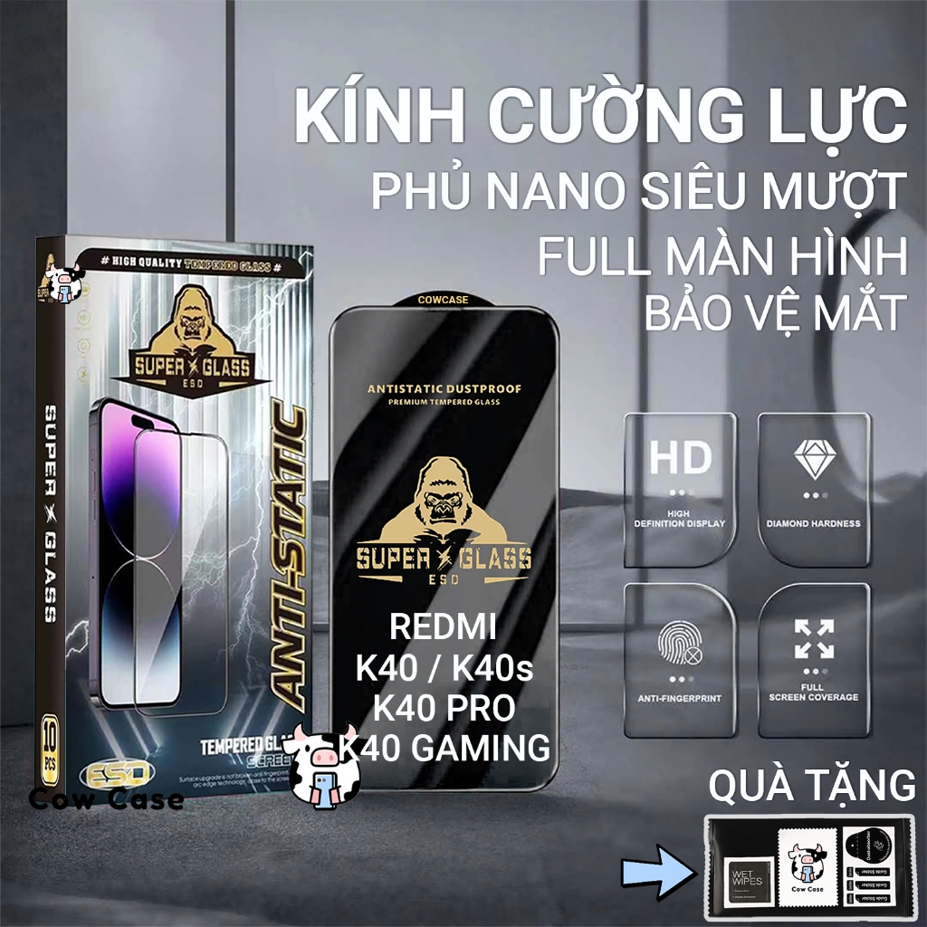Cường lực K40 Gaming, K40S, K40 Pro Redmi Cowcase full màn | Miếng dán kính bảo vệ màn hình cho ...