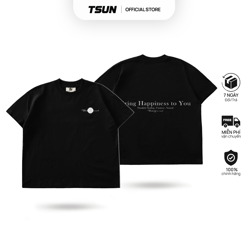 Áo Thun Basic Đơn Giản TSUN Metal Woo Logo - Đen - [UNISEX] Thêu,In Lụa ...
