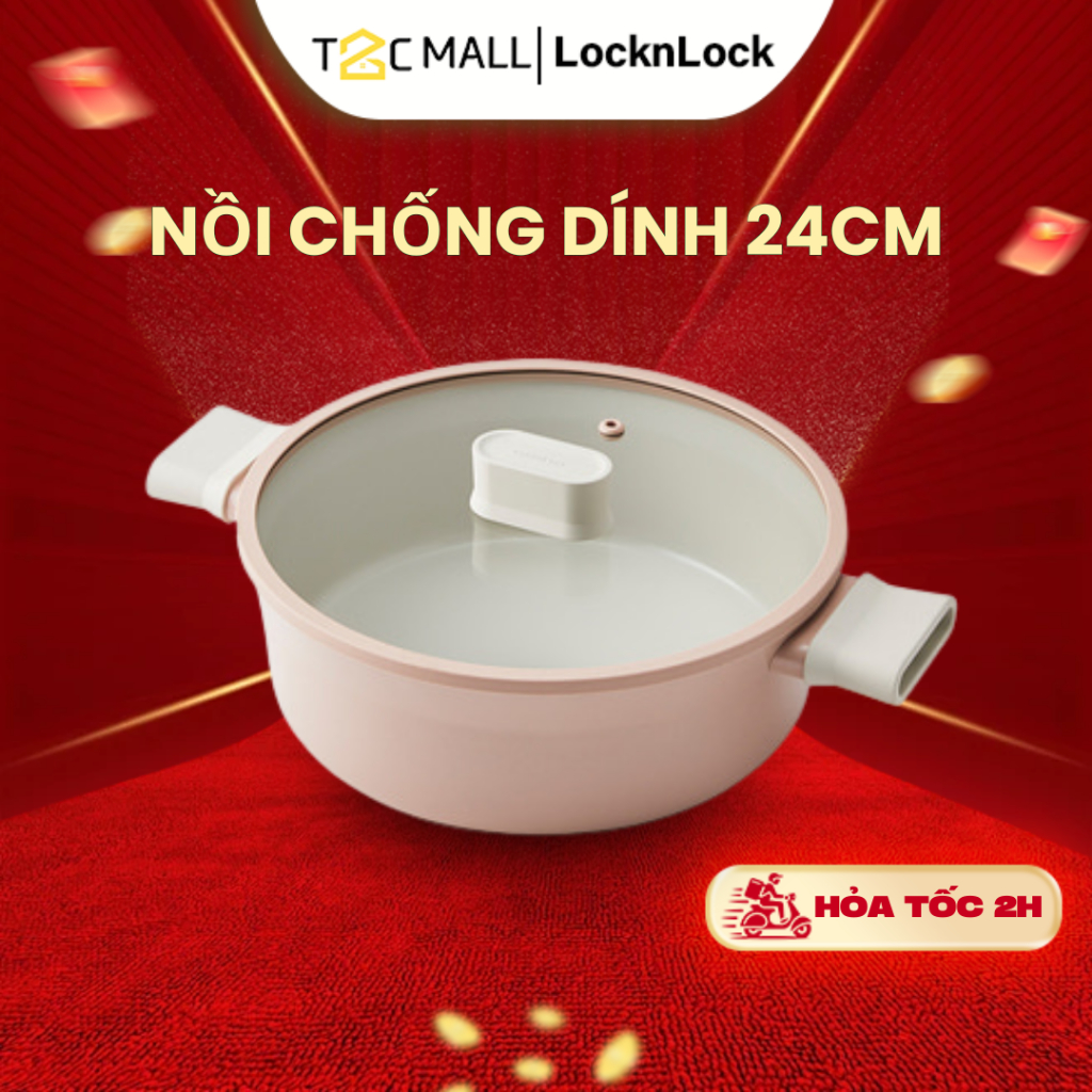 Nồi Bếp Từ Lock and Lock Chống Dính Suit IH Màu Hồng tay cầm cách nhiệt ...
