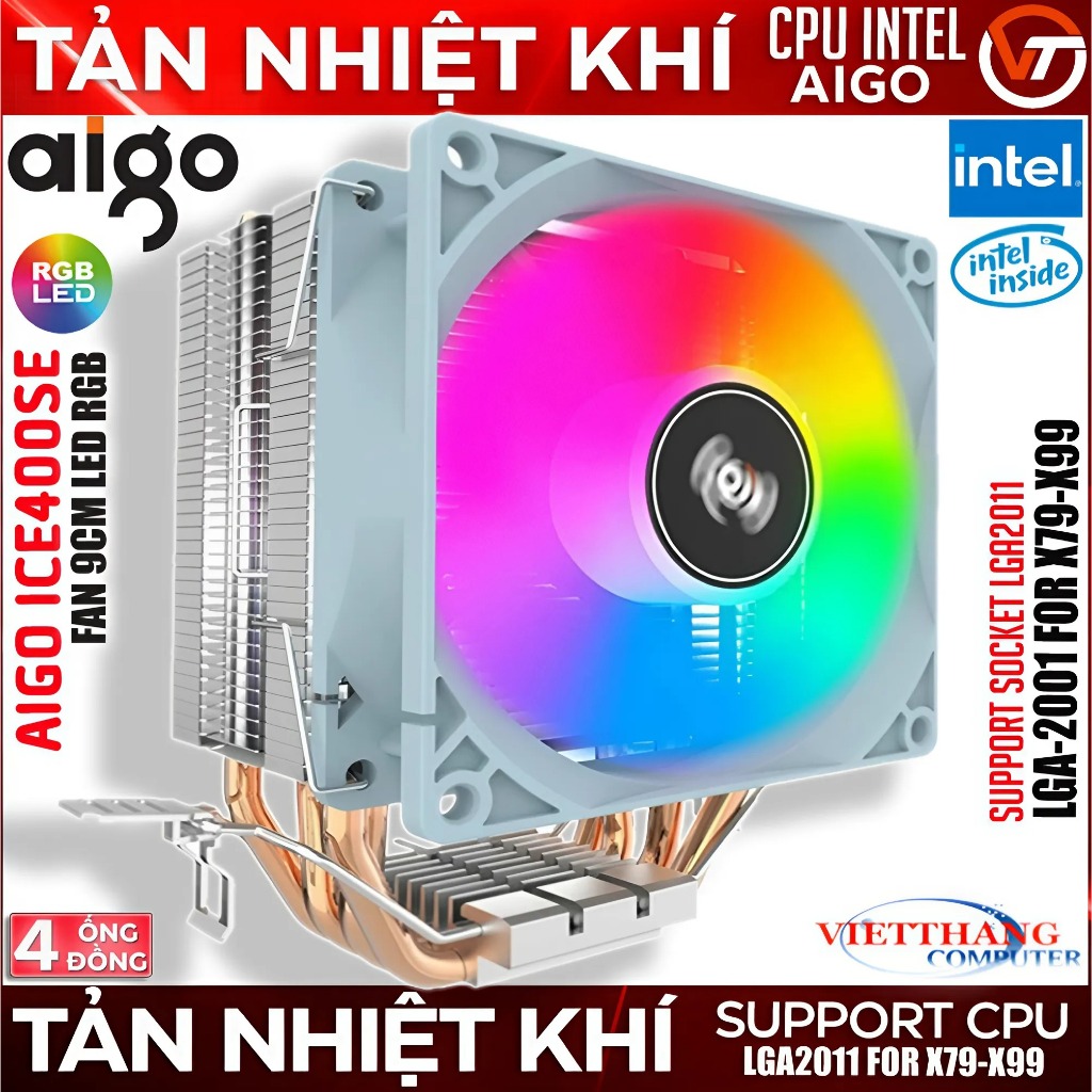 Tản nhiệt khí CPU AIGO ICE400SE 4P1F 4 Ống Đồng 1 Fan 9cm Led RGB Dùng ...