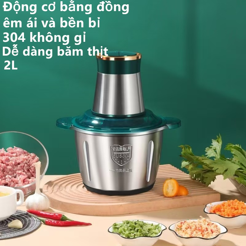 Máy Xay Thịt 300W Chính Hãng Nội Địa Trung, Cối Xay Đa Năng Cối INOX 304 2L 4 Lưỡi Dao Xay Thịt ...