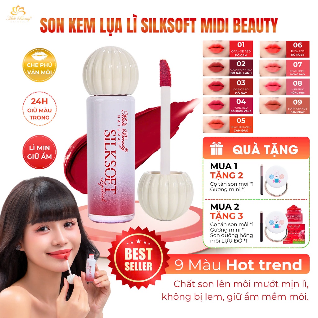 [TẶNG CỌ+GƯƠNG SOI MINI]Son Kem Lụa Lì SILKSOFT LIPSTICK Makeup Môi ...
