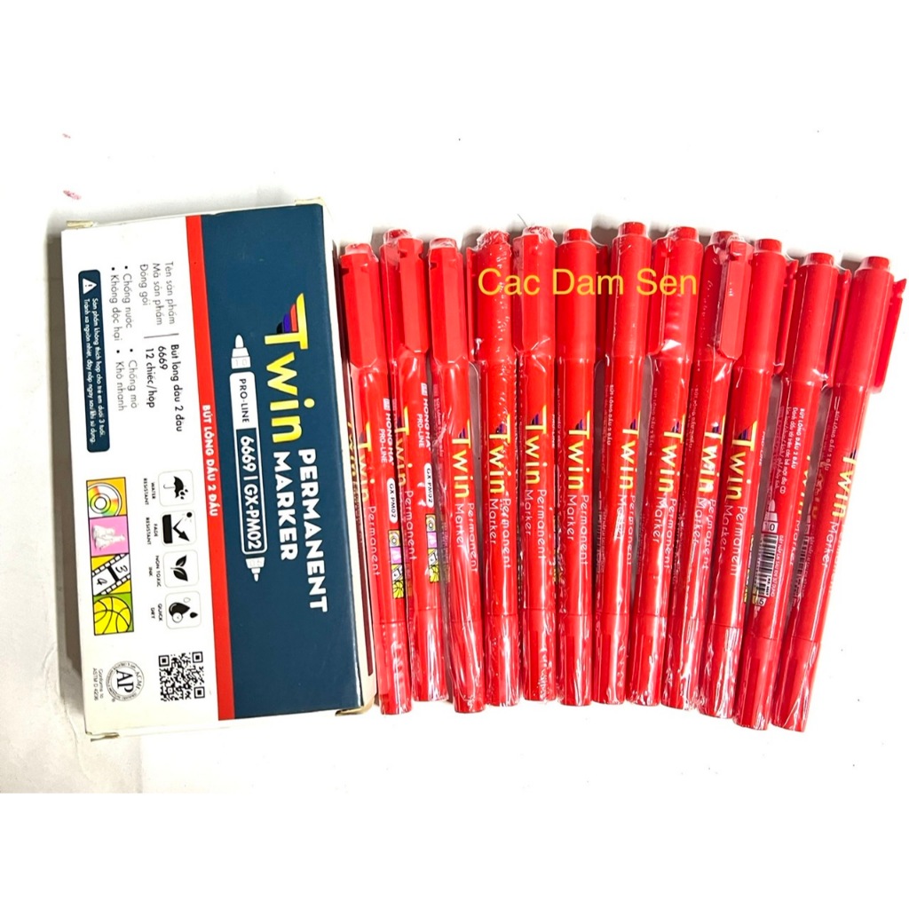 Bút lông dầu 2 đầu, bám dính tốt trên giấy, gỗ,nhựa, thủy tinh, gốm, sứ ...