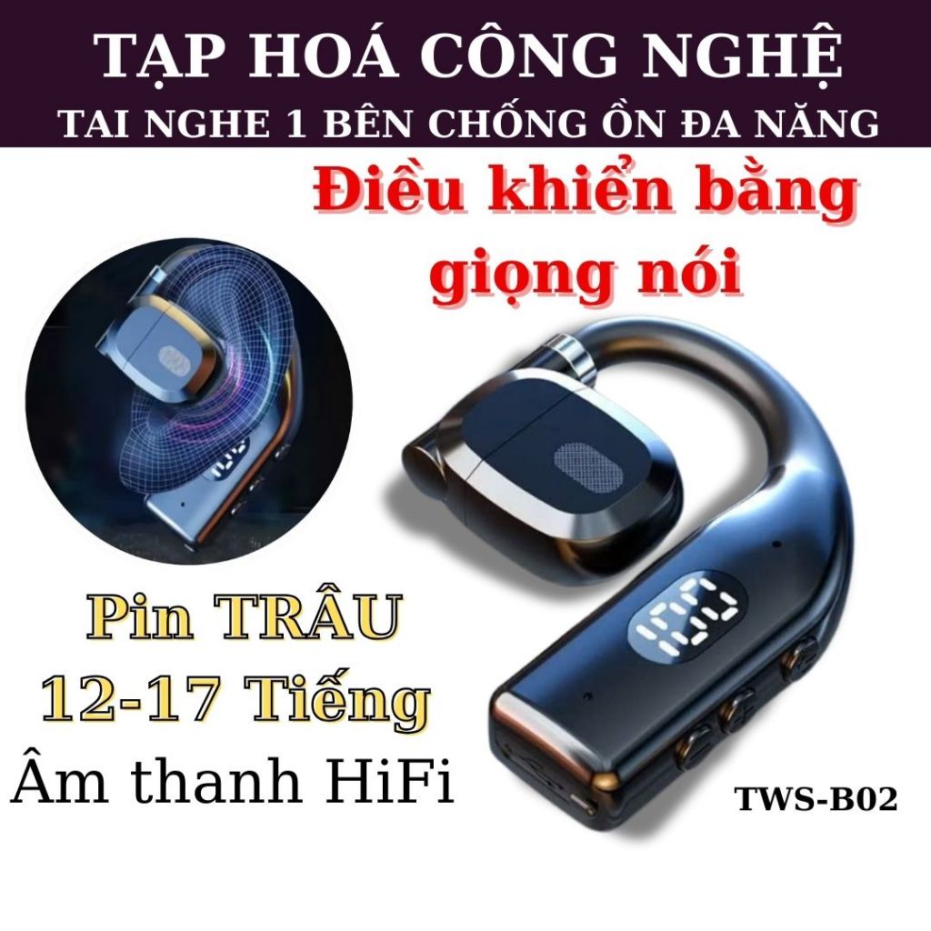 Tai Nghe Bluetooth 5.5 B02, Pin 20H, Đeo 2 Bên, Tìm Kiếm Bằng Giọng Nói ...