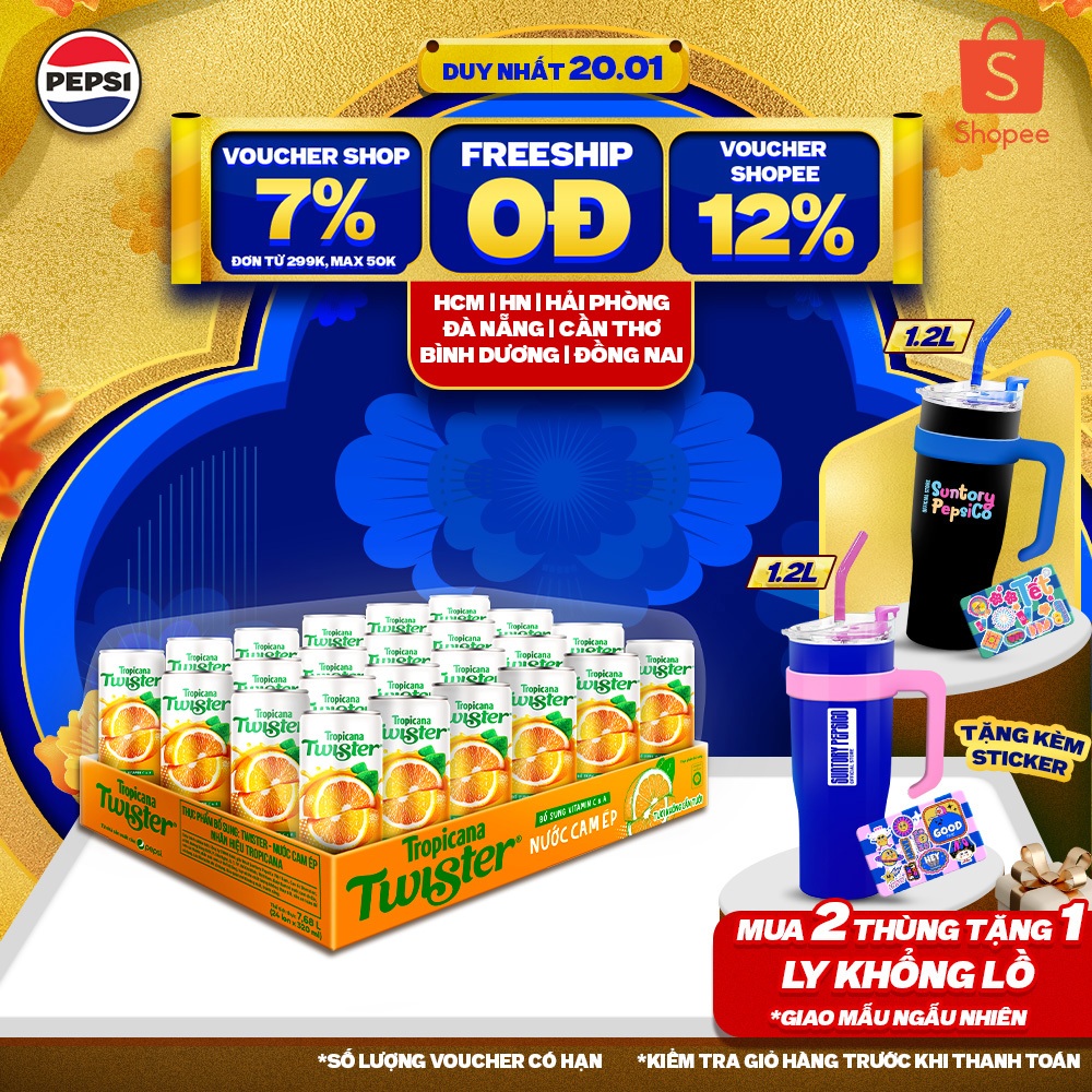 [Giao sau Tết]Thùng 24 Chai Nước Trái Cây Twister Cam (320ml /chai) | Shopee Việt Nam