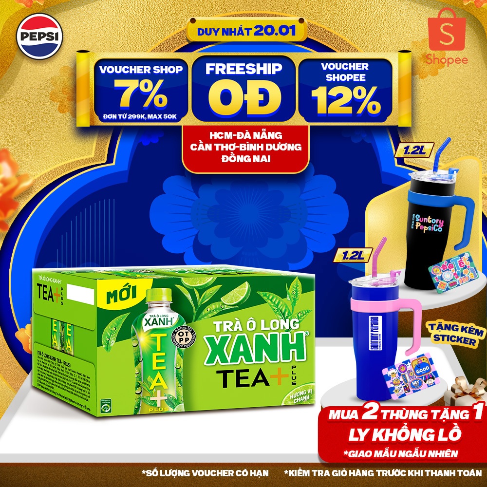 [HỎA TỐC]Thùng 24 Chai Trà Ô Long Xanh Tea+ (450ml/chai) | Shopee Việt Nam