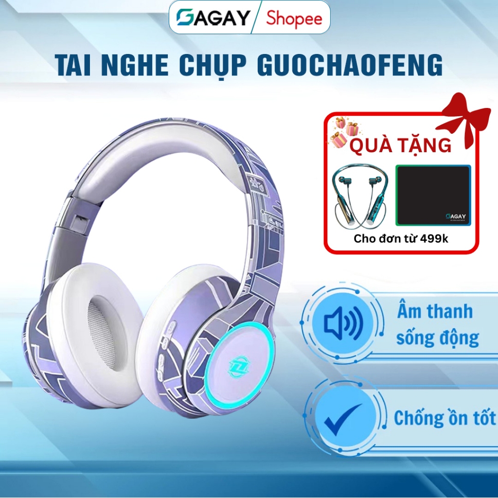 Tai nghe chụp Guochaofeng chống ồn, chống nước, tai nghe bluetooth chụp ...