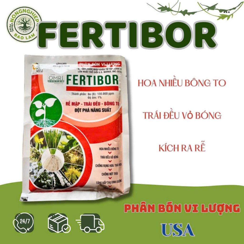 PHÂN VI LƯỢNG FERTIBOR 200gr– Giúp thụ phấn, phân hóa mầm hoa và tăng ...