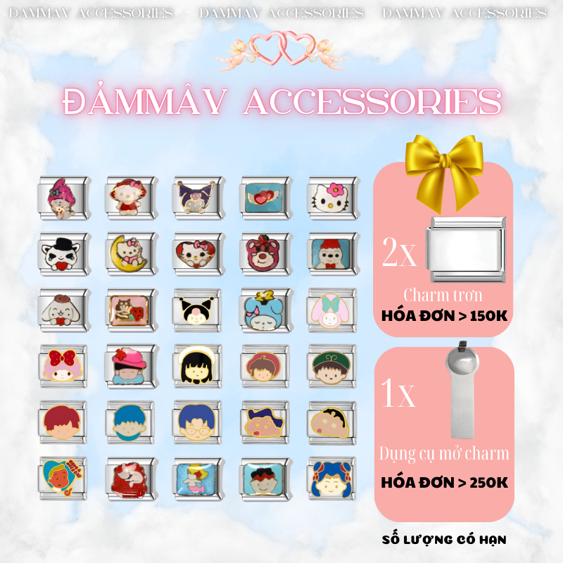 Charm Hello Kitty Kuromi Melody Powerpuff Girl Đáng Iu Vòng Tay Italian ...