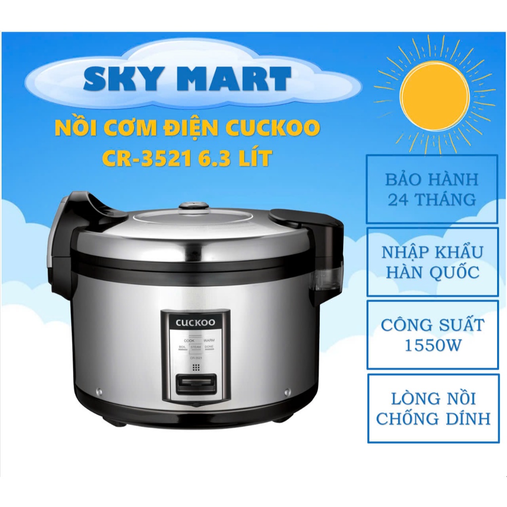 Nồi cơm công nghiệp Cuckoo CR-3521S 6.3 lít, nhập khẩu Hàn Quốc, hàng mới chính hãng, bảo hành ...
