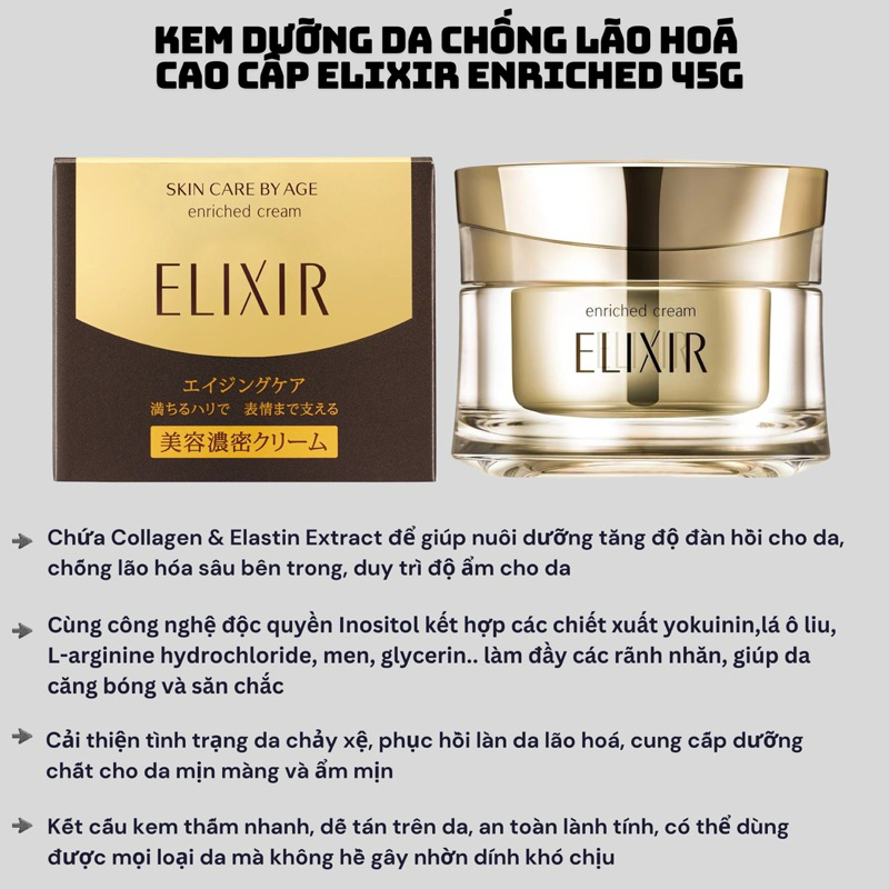 Kem dưỡng trắng, chống lão hóa Shiseido Elixir Whitening & Revitalizing Enriched Cream 45g ...