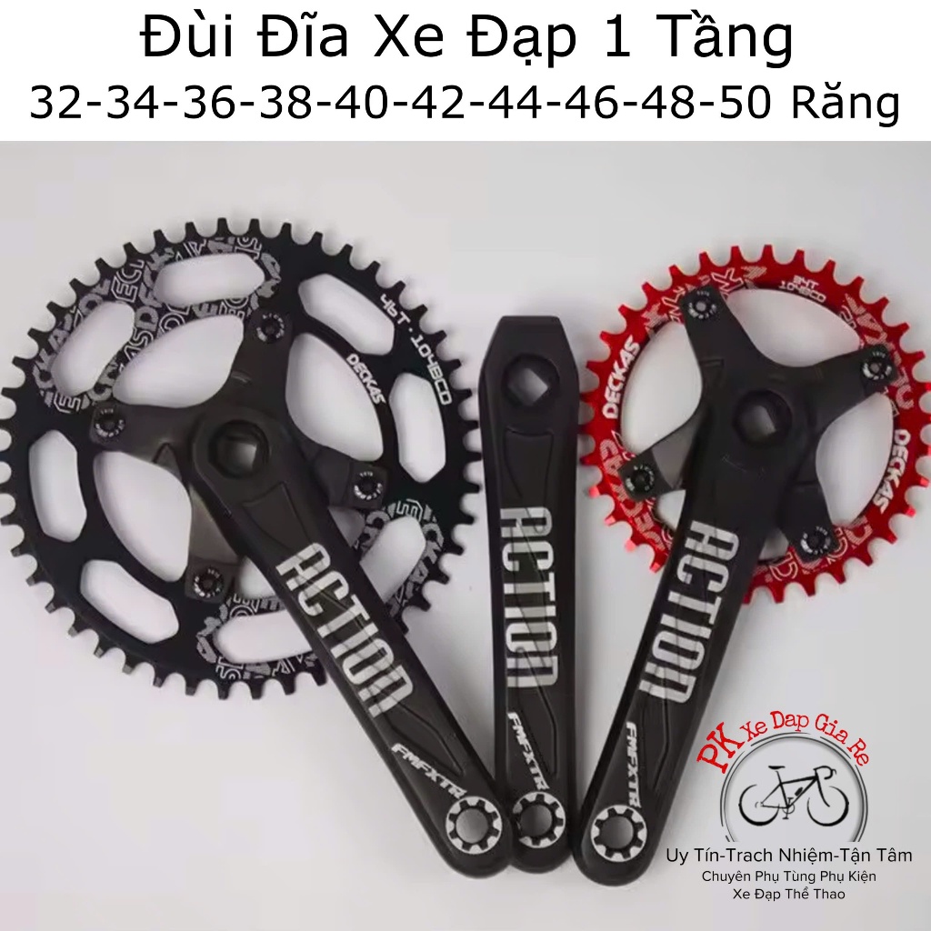 Đùi đĩa nhôm xe đạp 1 tầng 32T 34T 36T 38T 40T 42T 44T 46T 48T 50T, Giò ...