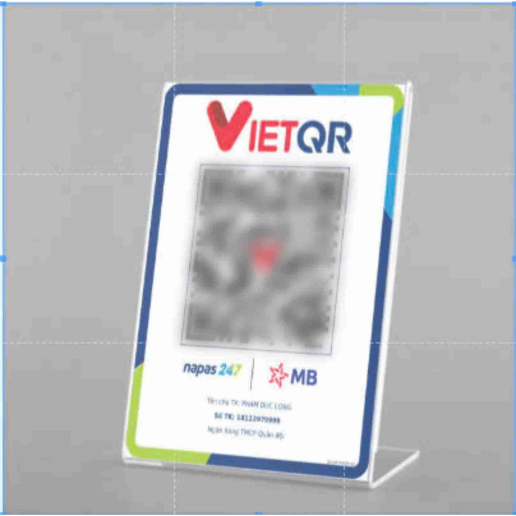 In mã QR Code theo yêu cầu, QR mica chữ L trong suốt, Kệ mica, quét mã ...