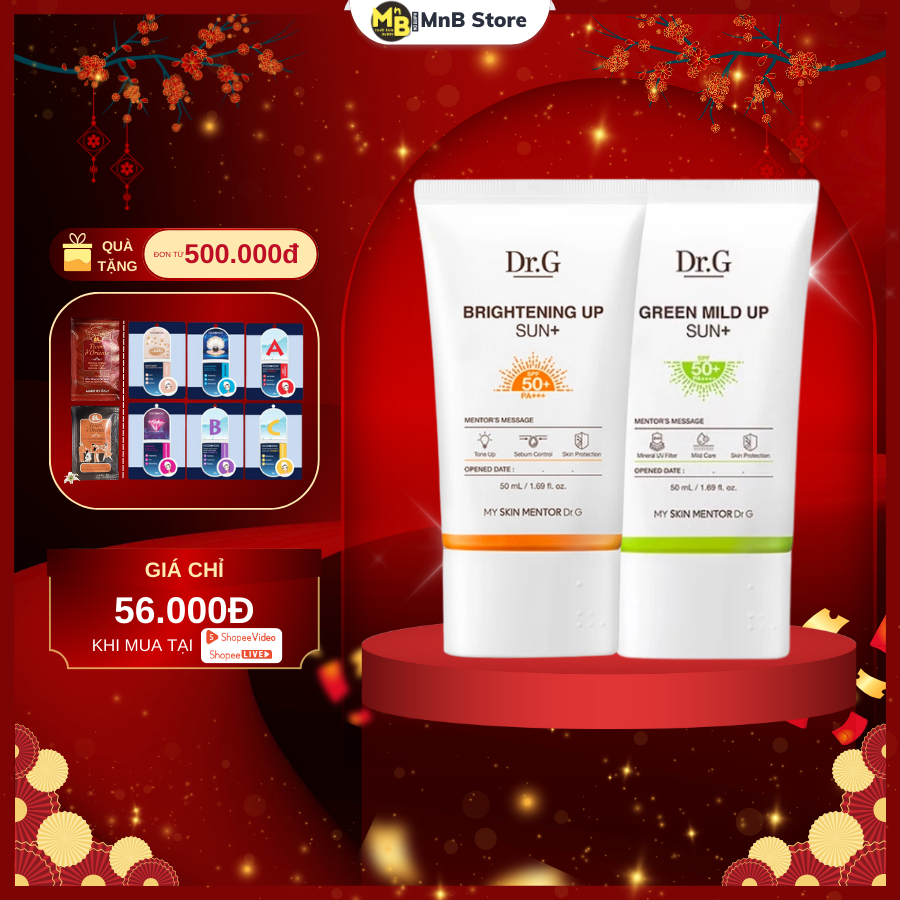 Kem Chống Nắng Dr.G Brightening Up Green Mild Up Sun + DRG Tone Up Cam Xanh Dr G 50ml | Shopee ...