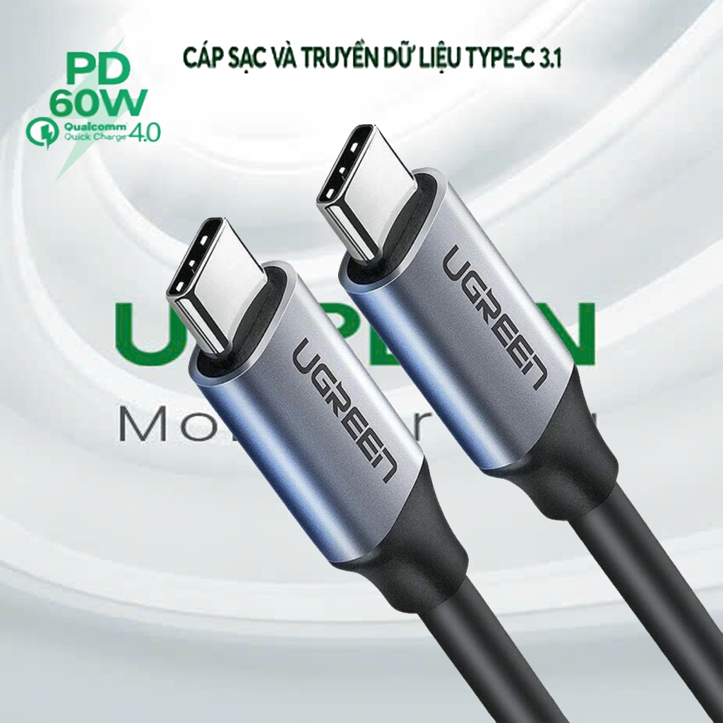 Cáp hai đầu USB C 3.1 Ugreen US161 Thunderbolt 3,Video 4K60Hz+Audio PD60W 5V 3A dài 1.5m ...