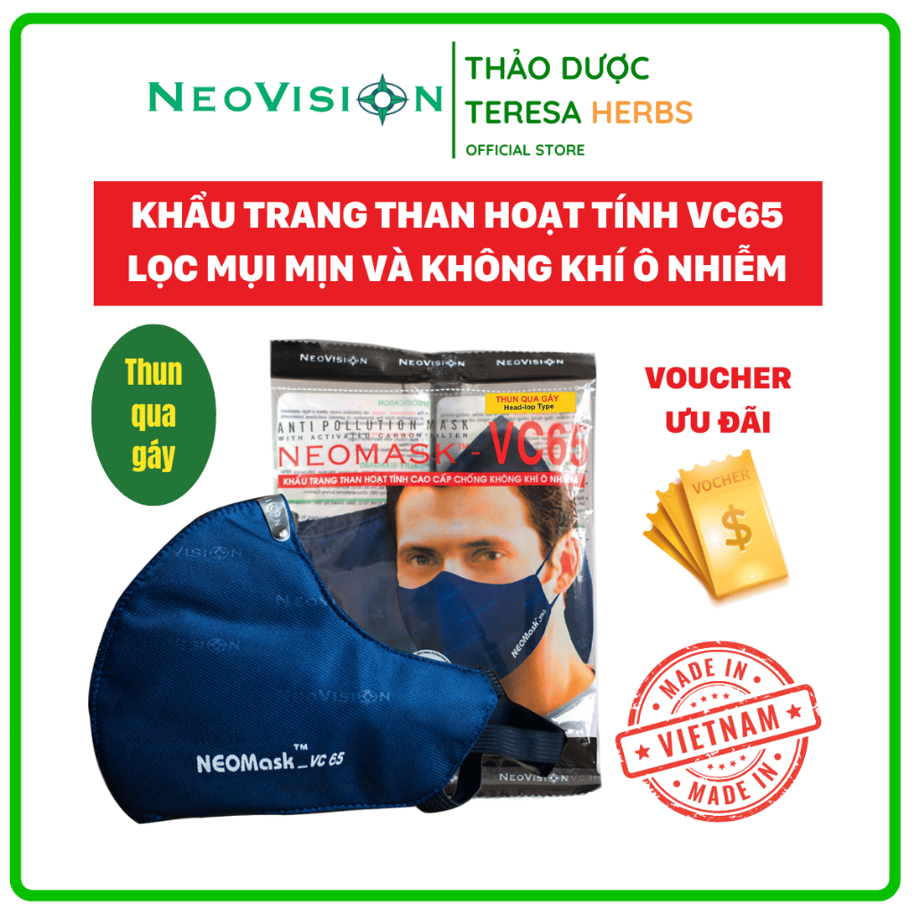 Khẩu trang than hoạt tính NeoVision NeoMask VC65 Lọc bụi siêu mịn PM2.5 ...