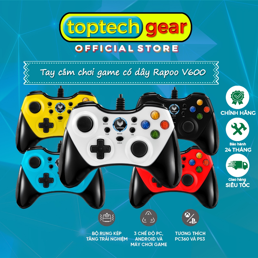 Tay Cầm Chơi Game | GamePAD RAPOO V600 Kết Nối Có Dây - Chính Hãng BH 2 ...