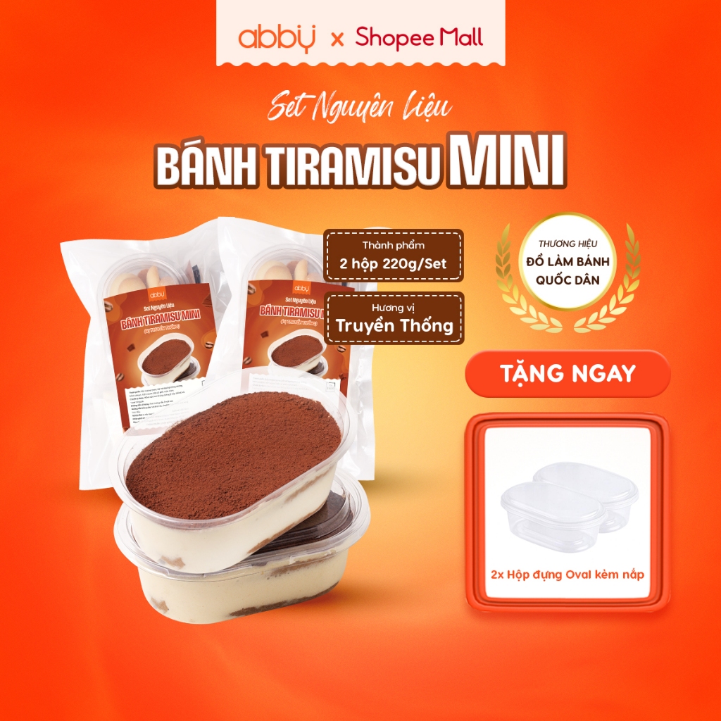 [ABBY] [TẶNG 2 HỘP ĐỰNG OVAL] Set Nguyên Liệu Làm Bánh Tiramisu Mini cacao, matcha thành phẩm ...