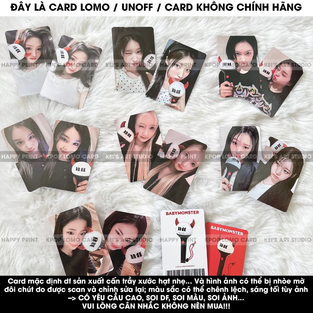 [CARD LOMO] Thẻ ảnh babymonster lightstick: Ruka, Pharita, Asa, Ahyeon ...