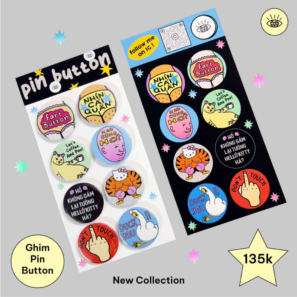 Set Pin Cài - Pin Button - Wá Méo | Shopee Việt Nam