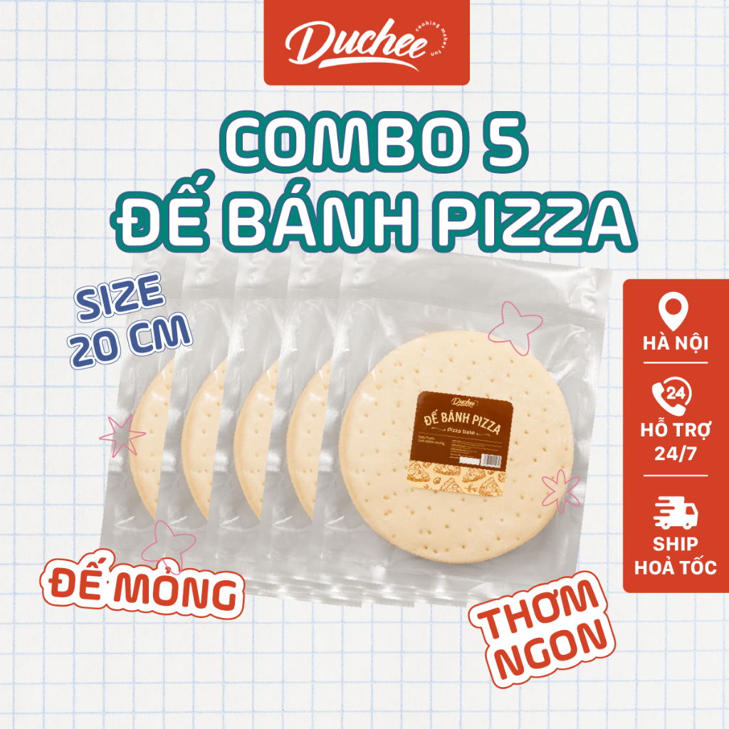 [FREESHIP] Combo 5 Đế Bánh Pizza Duchee Size Lớn 20cm Kèm Sốt Cà Chua ...