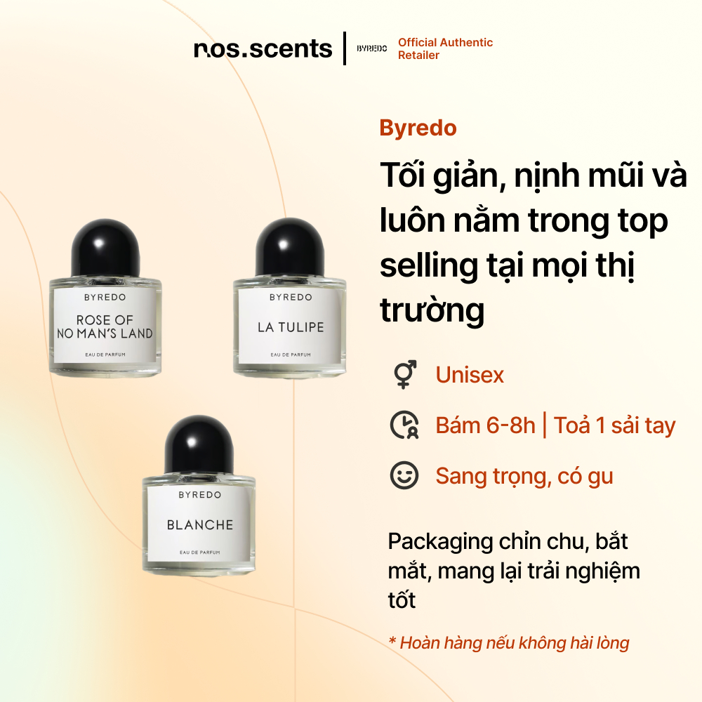 Nước hoa nosscents Byredo - Roses of no man’s land, La Tulipe, Blanche - mẫu thử 10/20ml ...