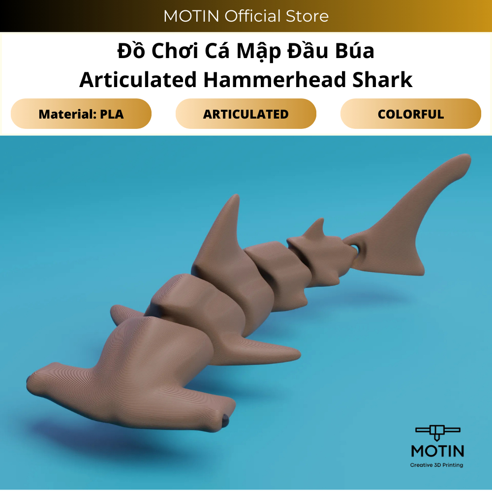 Cá Mập Đầu Búa Đồ Chơi Mô Hình In 3D - Articulated Hammerhead Shark ...