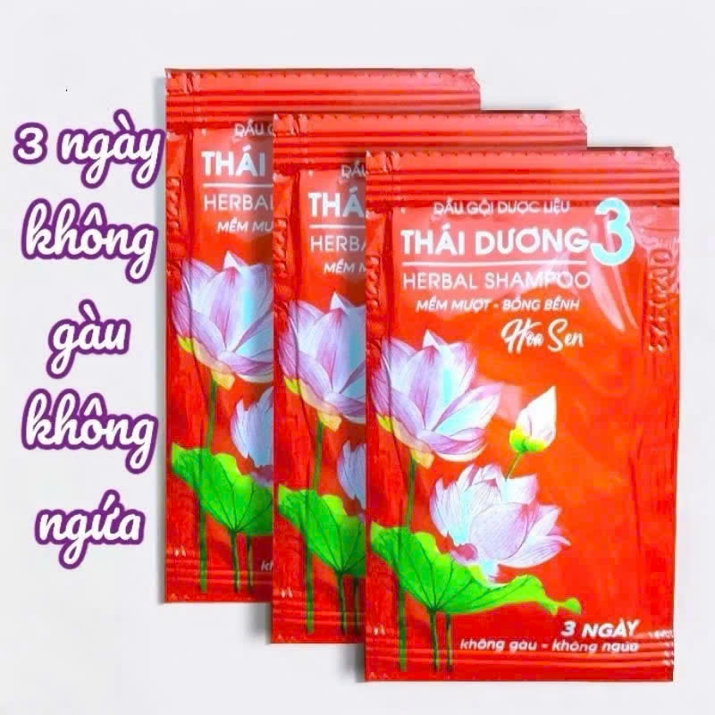 10 Gói Lẻ - Dầu gội dược liệu Thái Dương 3 Hoa Sen gói 5ml | Shopee Việt Nam